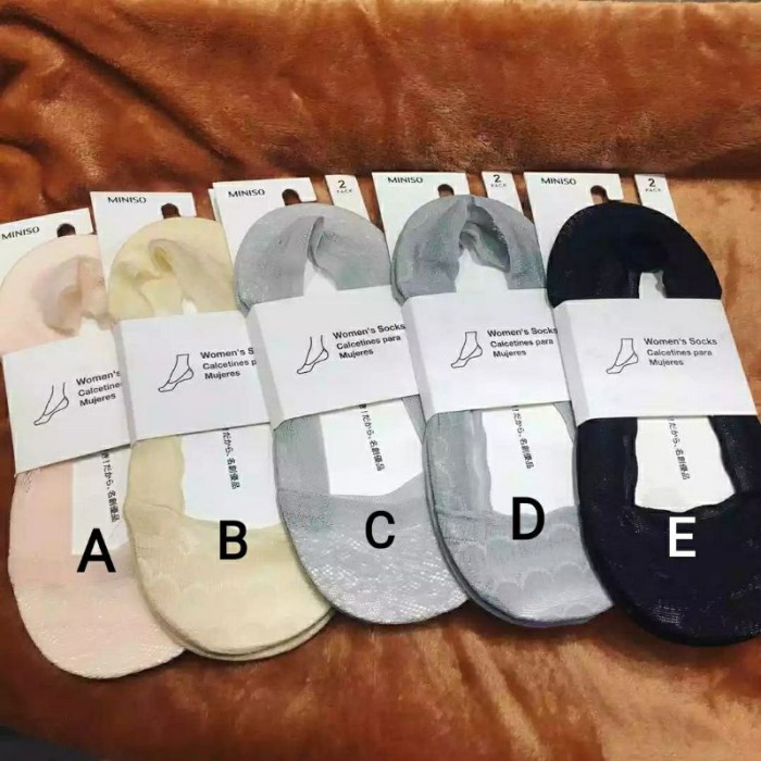 Jual MINISO Womens Lace No show Socks 2 Pairs / kaos kaki balet / alas ...