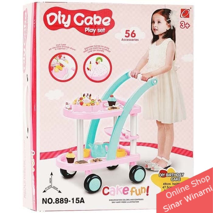 Jual Mainan Anak Perempuan Trolley Troli Buah Dan Kue DIY FRUIT CAKE ...