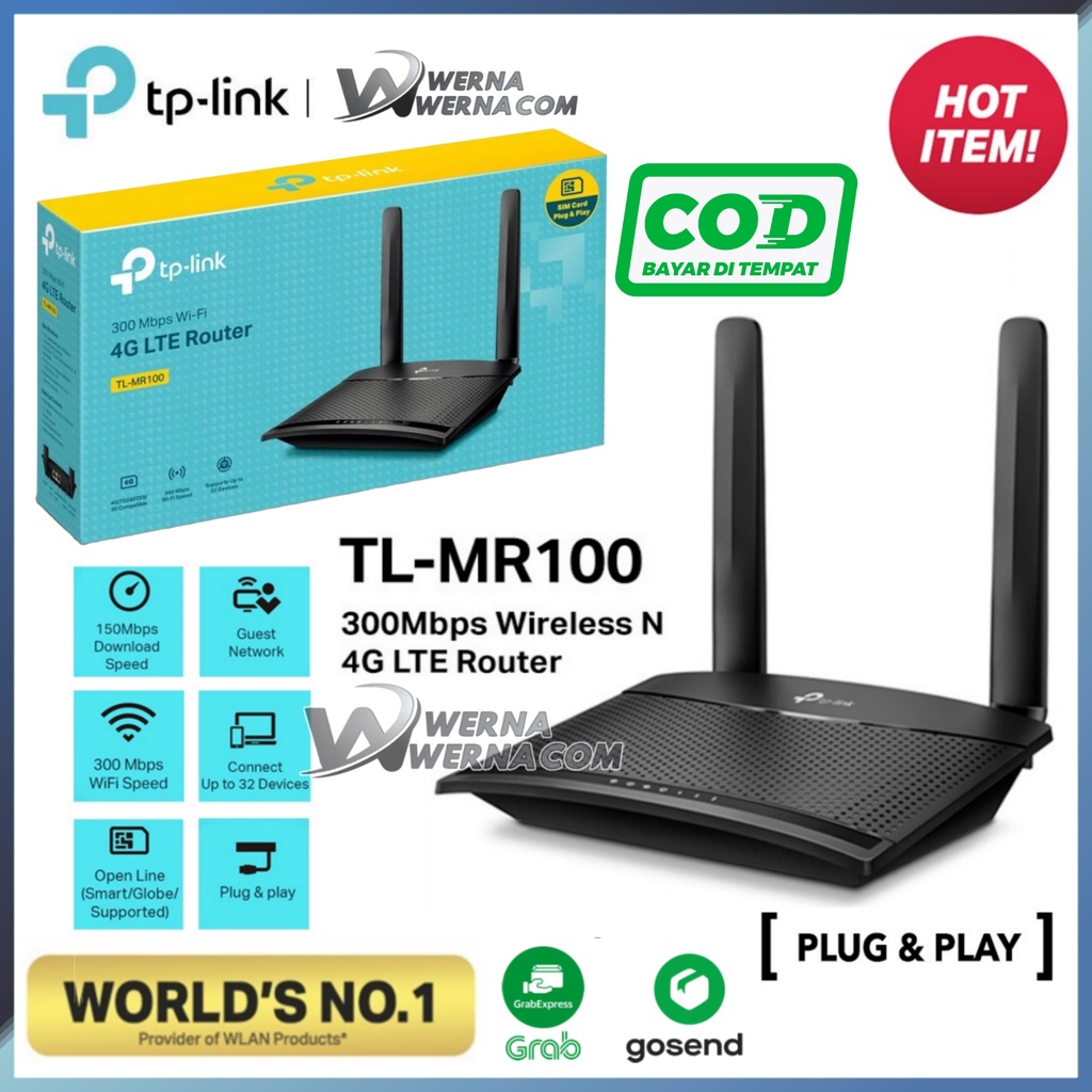 Jual Mifi Router Modem TPLINK TL-MR100 4G LTE 300Mbps Unlock garansi ...