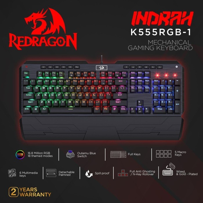 Jual Redragon Mechanical Gaming Keyboard RGB INDRA - K555RGB-1 | Shopee ...
