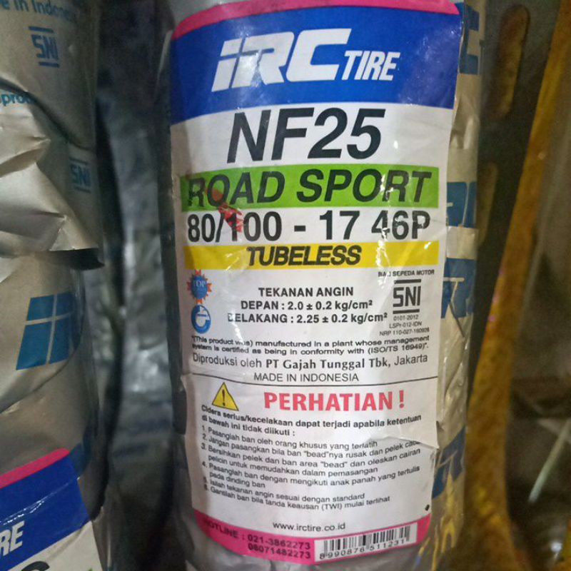 Jual Ban IRC 80/100-17 NF 25 Tubeless Ban Standar Depan Mega Pro New ...