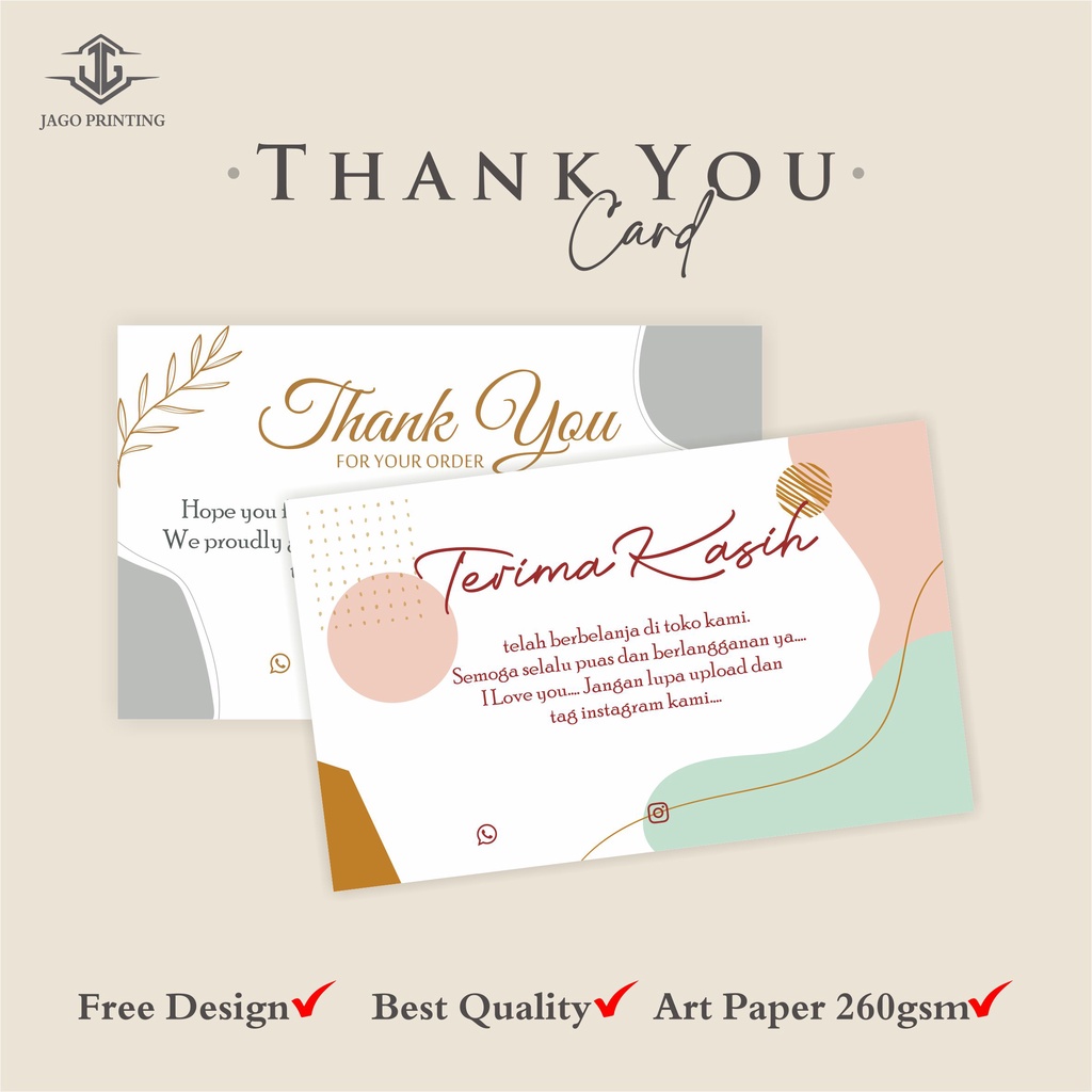 Jual Thank You Card Custom - Kartu Ucapan - Kartu Souvenir - Gift Card ...