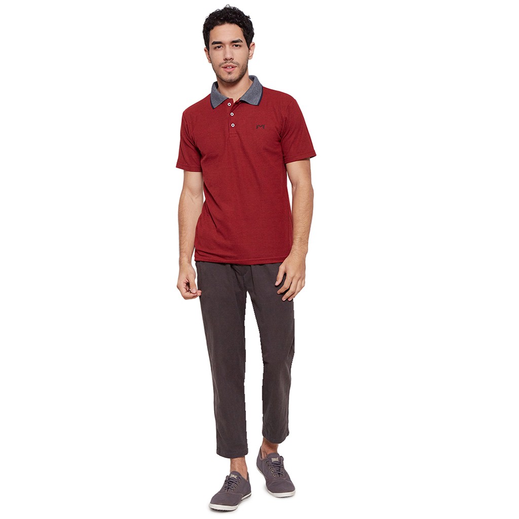 Jual Mark Polo Shirt Maroon Black | Shopee Indonesia