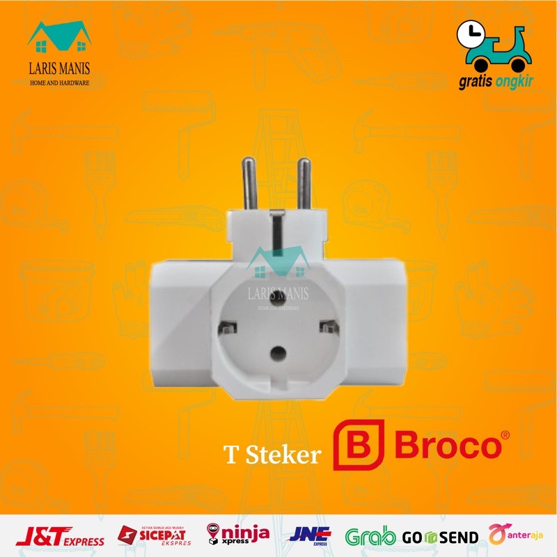 Jual Stop Kontak Cabang 3 T Steker Arde Broco Steker T Colokan T Broko ...