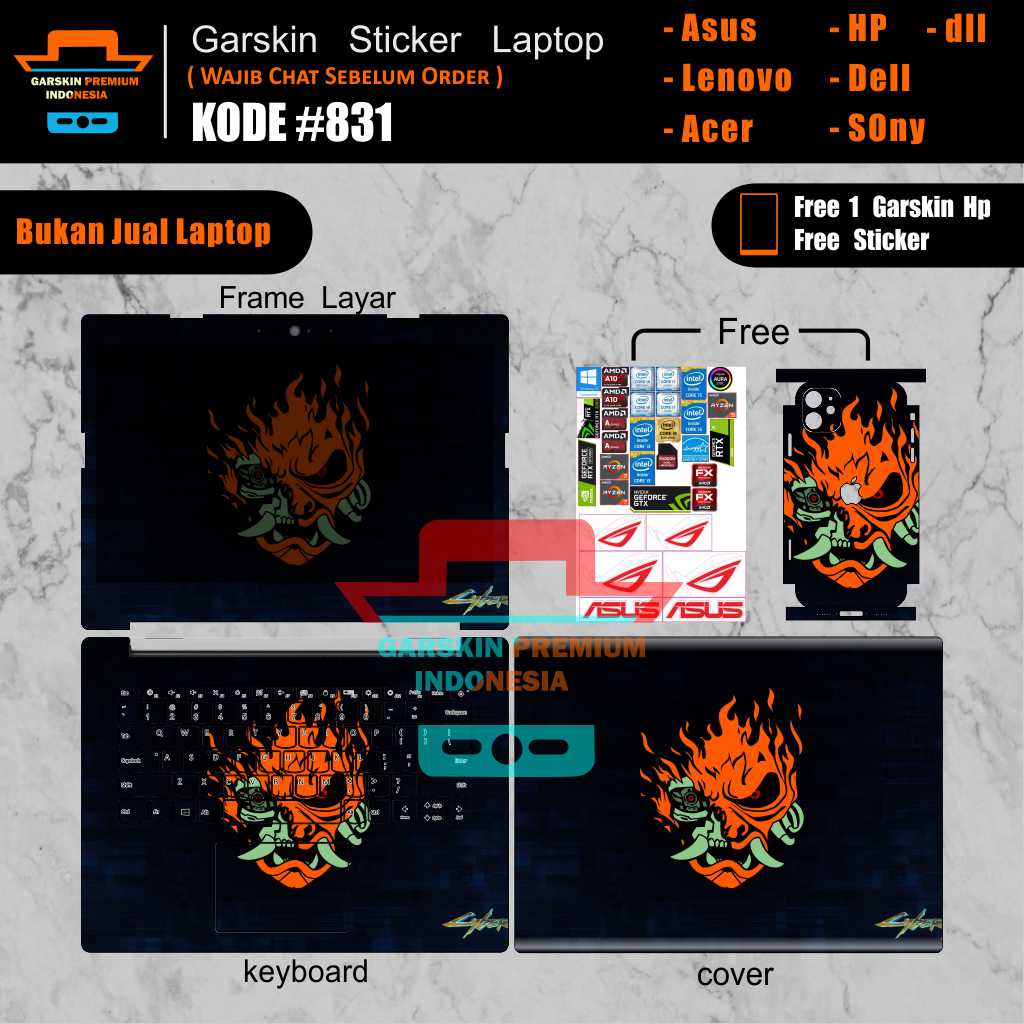 Jual Garskin Laptop Full Body Bisa Custom Gambar Suka Suka Kode 831-835 FREE Garskin HP ...