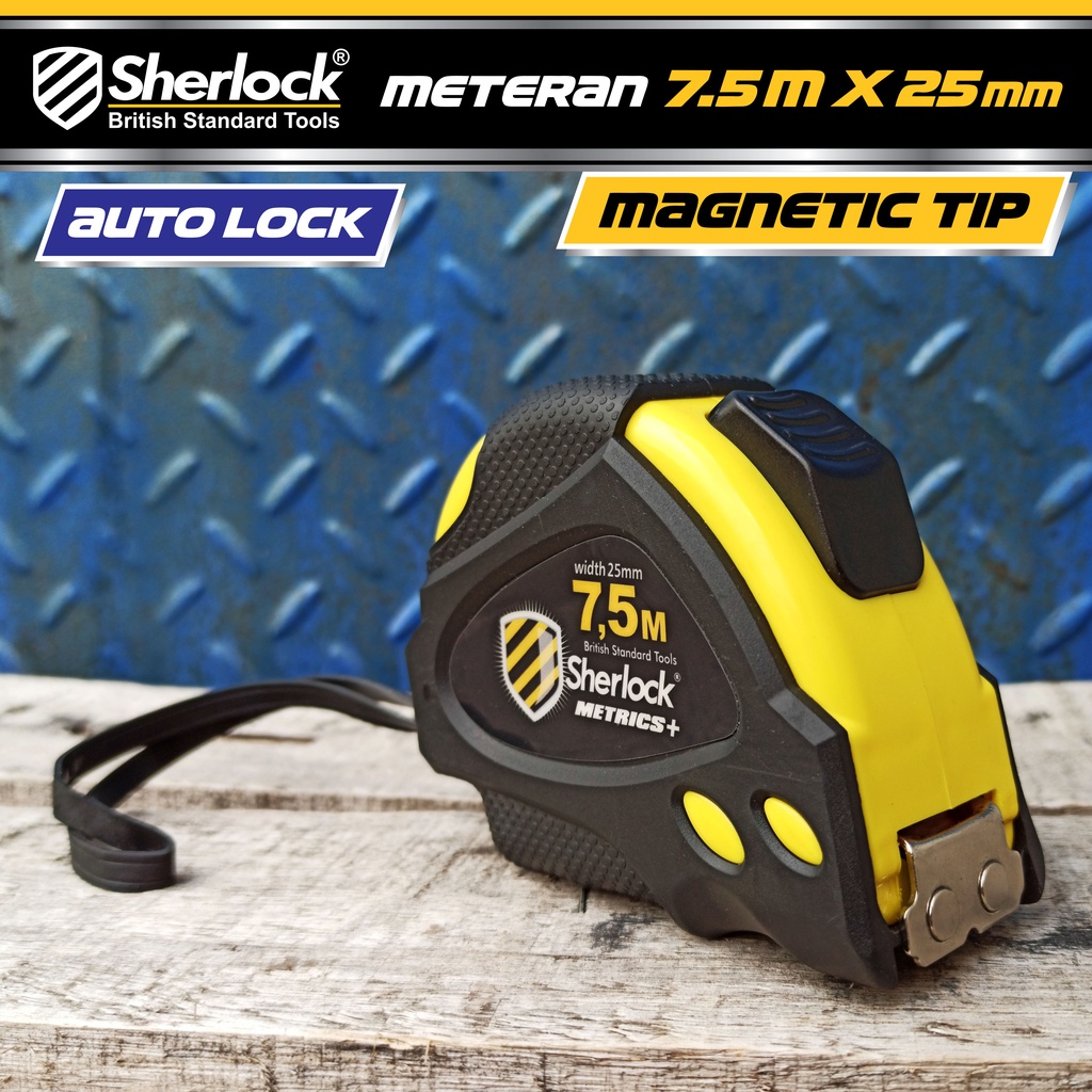 Jual Meteran Sherlock Auto Lock Metrics 7.5 Meter Magnetic Tip | Shopee ...