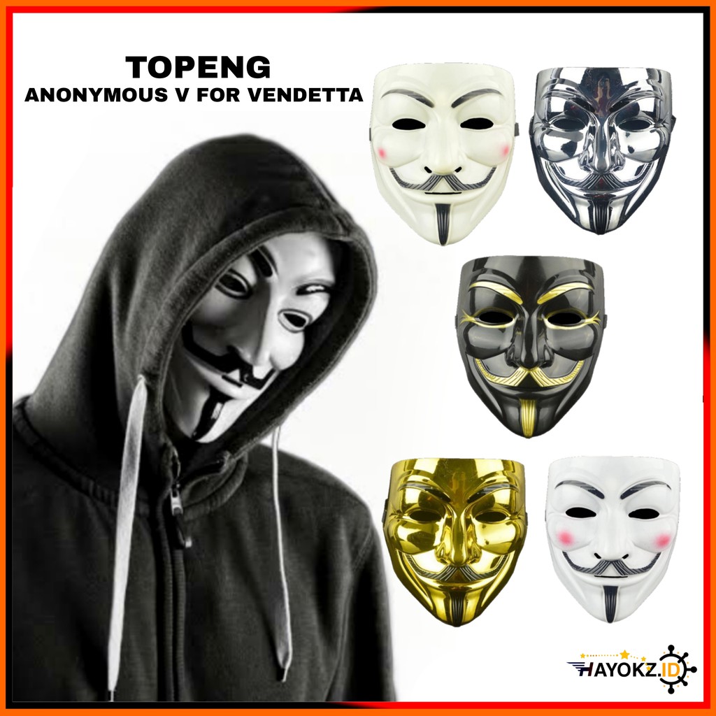 Jual TOPENG ANONYMOUS HACKER VENDETTA MASK anonym OCCUPY HALLOWEEN ...