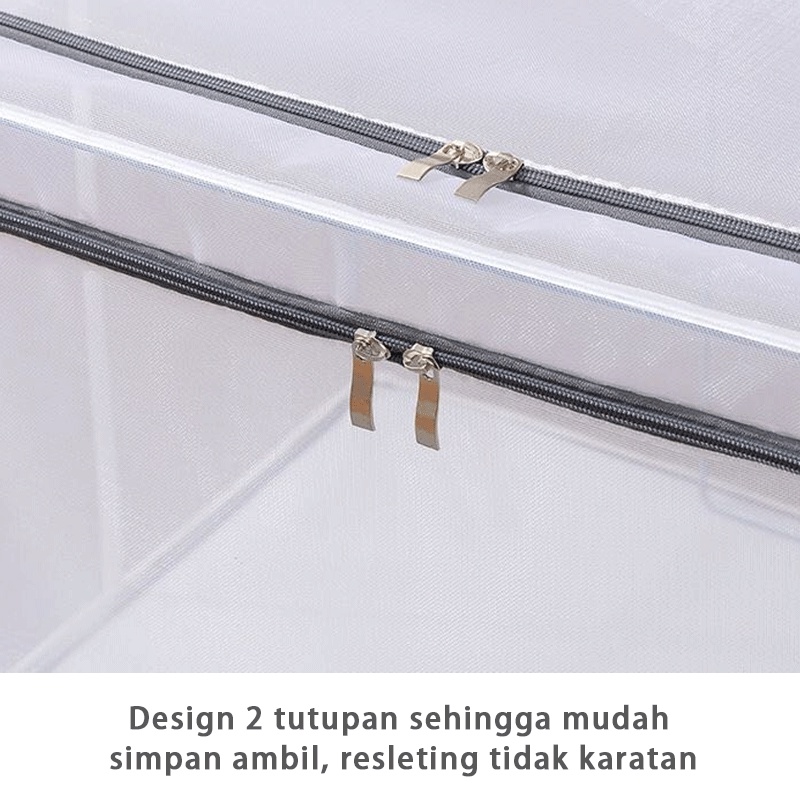 Jual Halu Storage Box 66L Double Zipper Frame Baja Large Besar Multifungsi kotak Penyimpanan ...