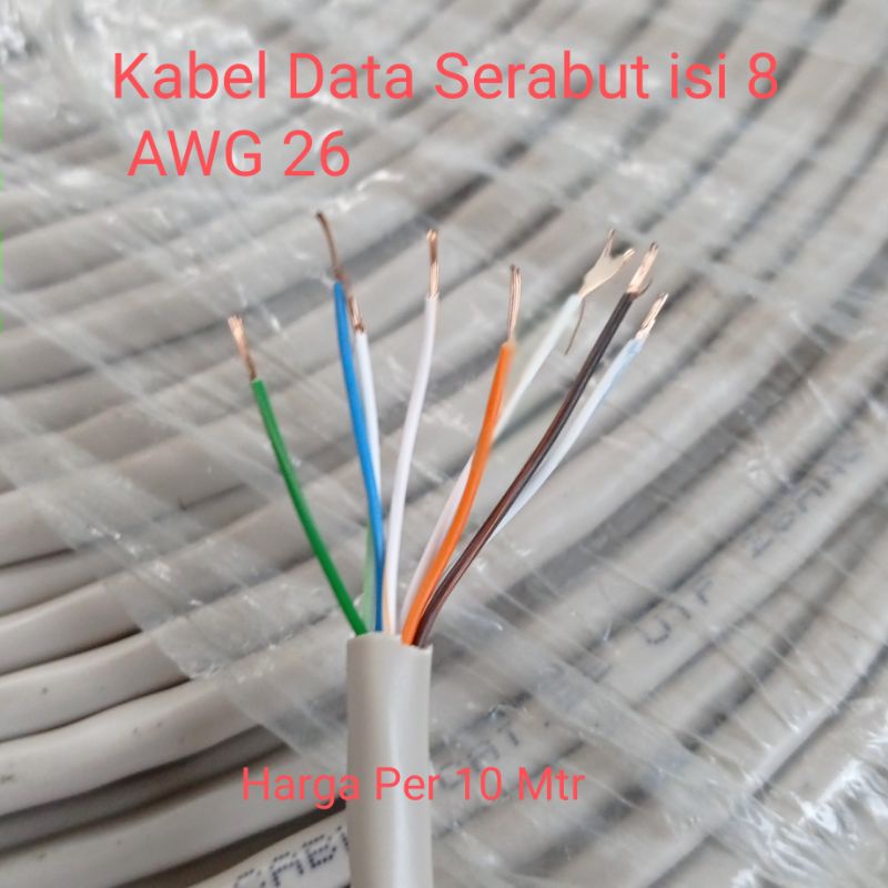Jual kabel data serabut isi 8 awg 26 panjang 10 mtr | Shopee Indonesia