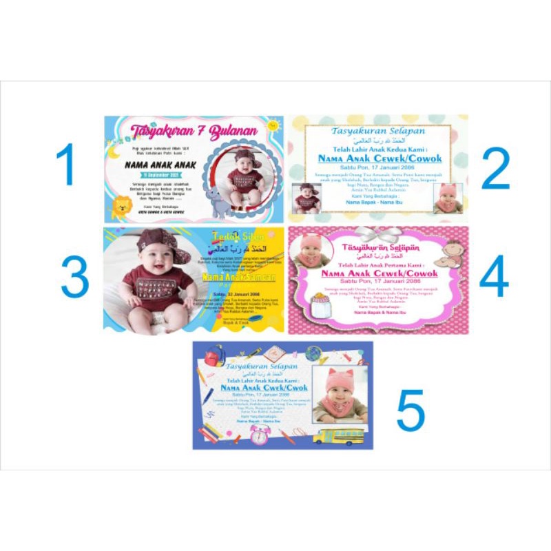 Jual kartu Ucapan tedhak Siten, 7 Bulanan, Selapan Buat Bayi atau Ulang ...