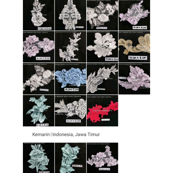 Jual aplikasi renda broka | bunga bordir | brokat korneli | bunga ...