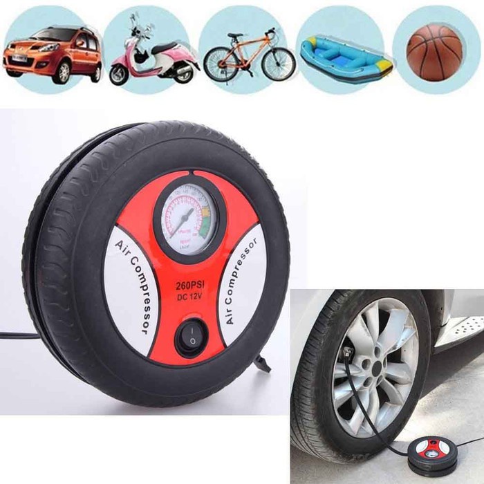 Jual (COD) Pompa Ban Mini Compressor Portable Bentuk Ban Mobil 12V ...