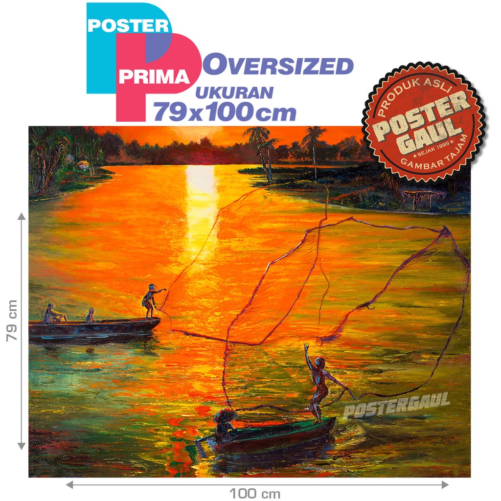 Jual Poster Prima Oversized REPRODUSKI LUKISAN : NELAYAN SENJA #PTUK01 ...
