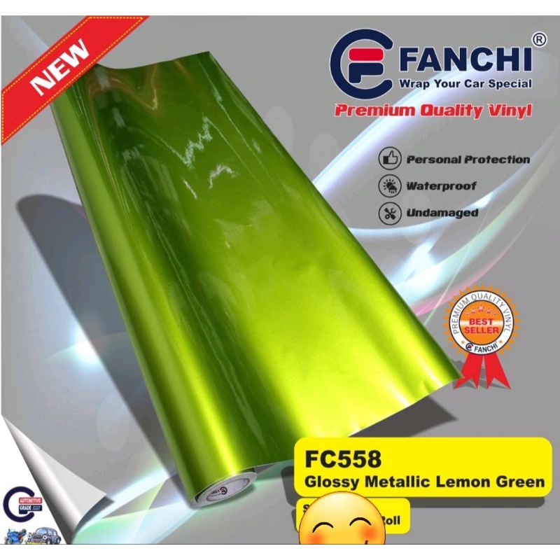 Jual Sticker Fanchi FC558 Glossy Metallic Lemon Green hijau muda Candy ...
