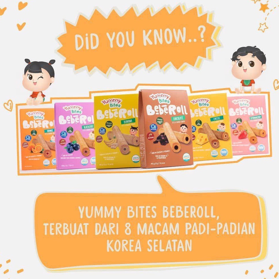 Jual Yummy Bites Bebe Roll 40gr (5g x 8pcs) - Snack Cemilan Baby Anak ...