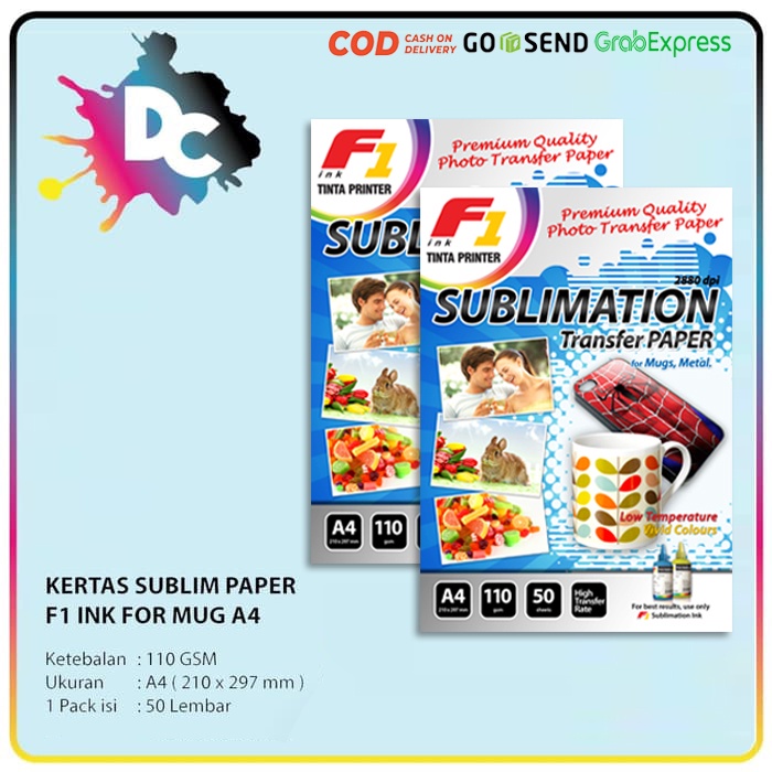 Jual Kertas Sublim F1 Ink - Sublimation Transfer Paper For Mug A4 Isi 50 Lembar | Shopee Indonesia