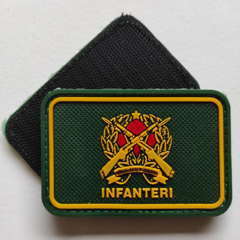Jual patch rubber logo infanteri dasar hijau/patch rubber tni/tempelan ...