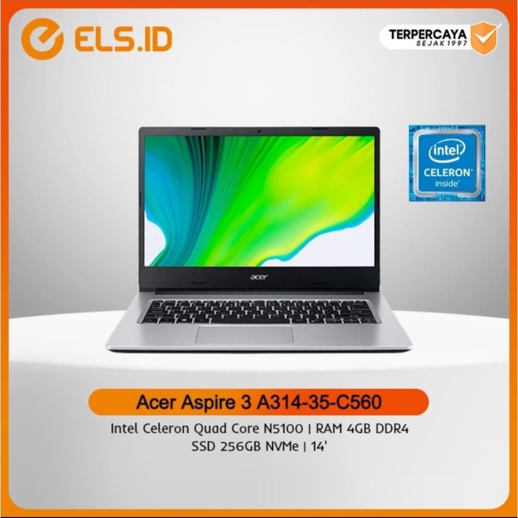 Jual Acer Aspire 3 A314-35-C560 - Silver [Celeron N5100-4GB-SSD 256GB ...