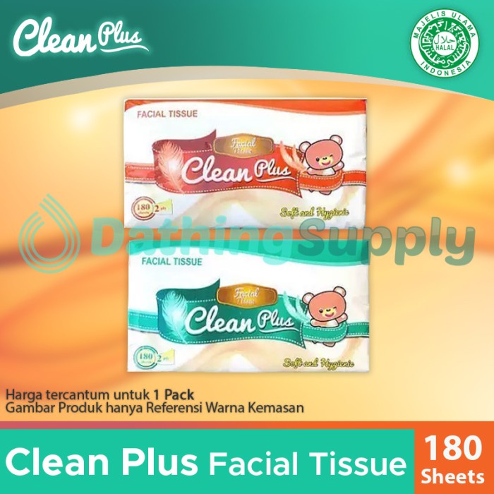 Jual Tissue CLEAN PLUS Facial 180 Sheet 2 Ply Tisu Wajah Halus Tissu ...