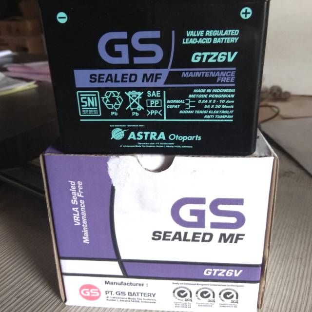 Jual AKI / ACCU GS ASTRA GTZ6V MF (KERING) MOTOR CBR 150R, VARIO 125 ...