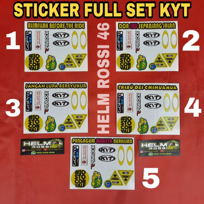 Jual STICKER FULL SET KYT - Go pro pinlock turtle kyt - Sticker Tear ...