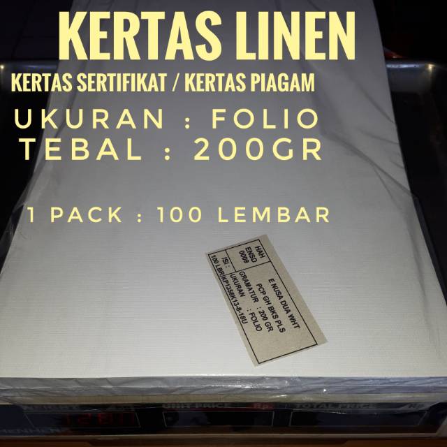 Jual Kertas Linen Jepang F4 Putih Tebal 220gr, Kertas Sertifikat ...