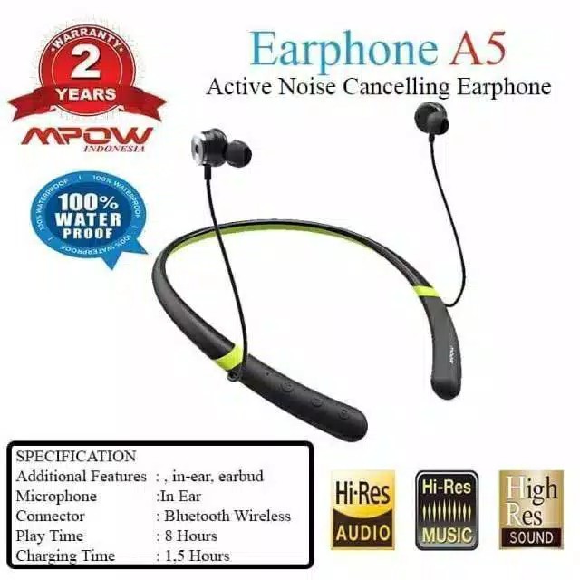 Jual Headset Mpow A5 Earphone Bluetooth Noise Cancelling Original ...