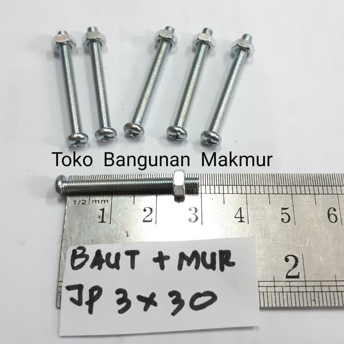 Jual Baut Putih 3x30 mur Baut JP3x30 Kepala Obeng M3x30 M3 x 30 per 10pcs | Shopee Indonesia