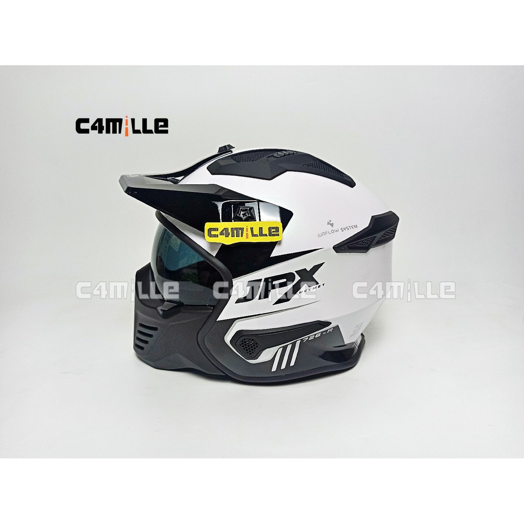 Jual HELM JPX MX X726R SOLID WHITE BLACK CROSS OVER FULL FACE | Shopee ...