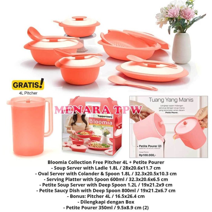 Jual Tupperware original Bloomia Collection Free Pitcher 4L | Shopee ...