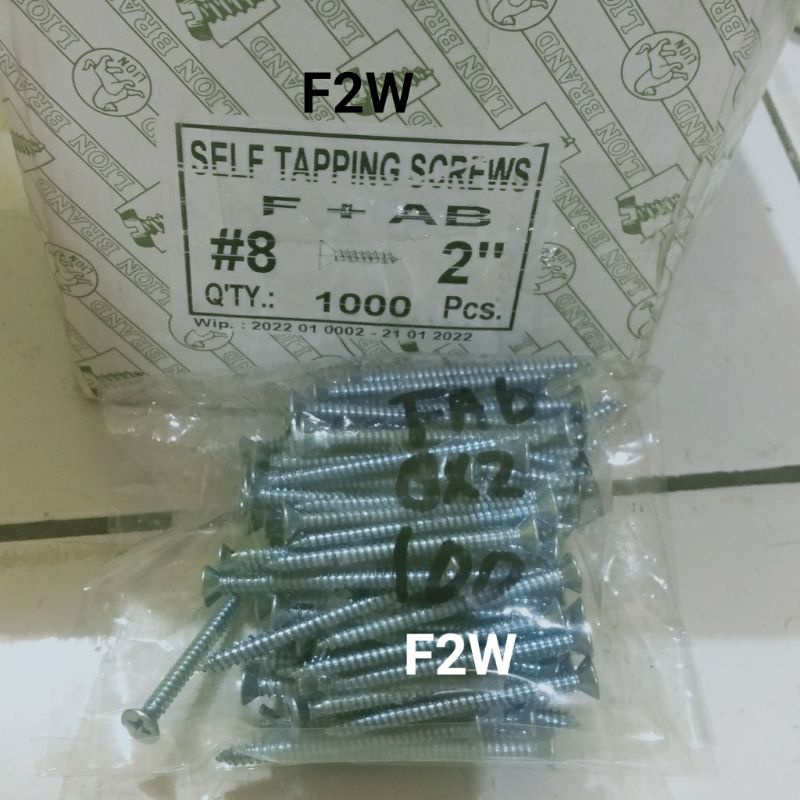 Jual 100PCS FAB 8X2" SEKRUP TAPPING FH (+) #8X2" SKRUP PUTIH 5CM ...
