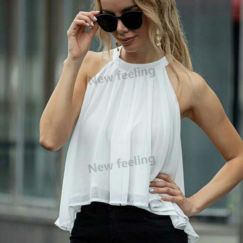 Jual Baju Atasan Blouse Blus sifon chiffon dua lapis helter neck ...