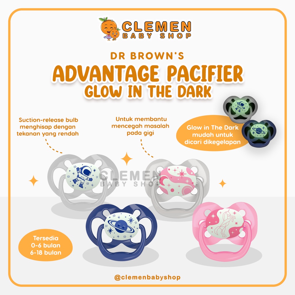 Jual Dr.Brown's Advantage Pacifier Glow In The Dark | Shopee Indonesia