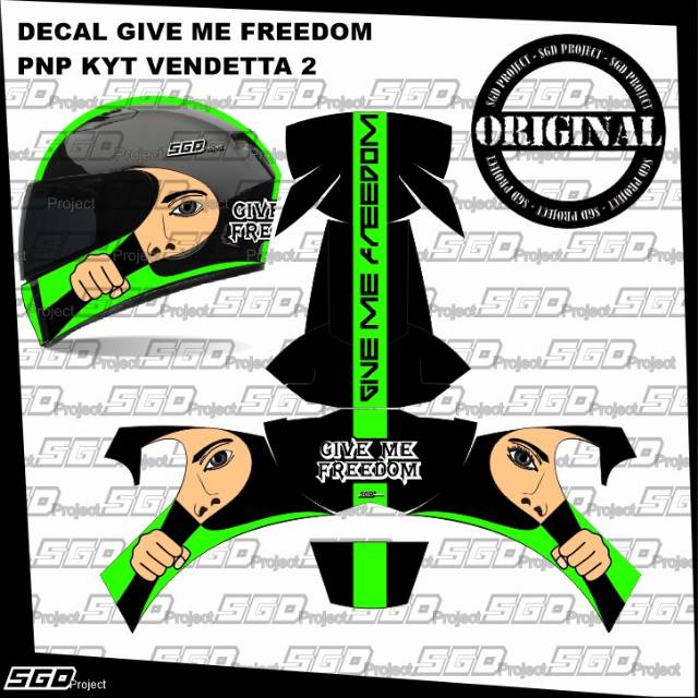 Jual Stiker Decal Helm Motif Give Me Freedom PNP KYT Vendetta 2 ...