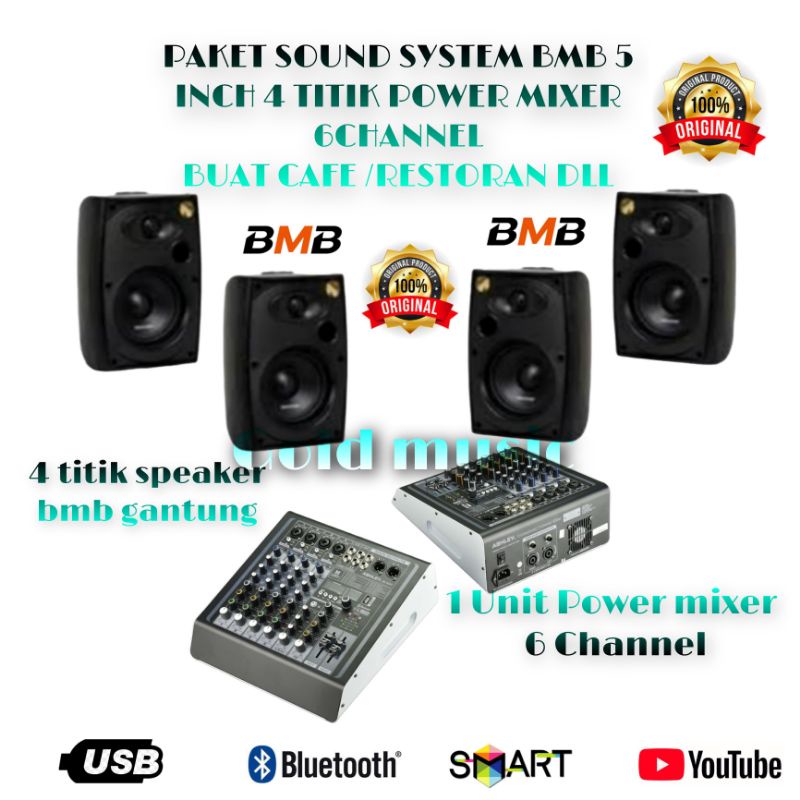 Jual PAKET SOUND SYSTEM BMB 5 INCH 4 TITIK PLUS POWER MIXER 6CH BUAT ...