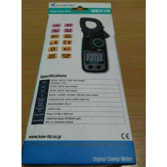 Jual Kyoritsu 2117R True Rms Digital Ac Clamp Meter 1000A Tang Ampere ...