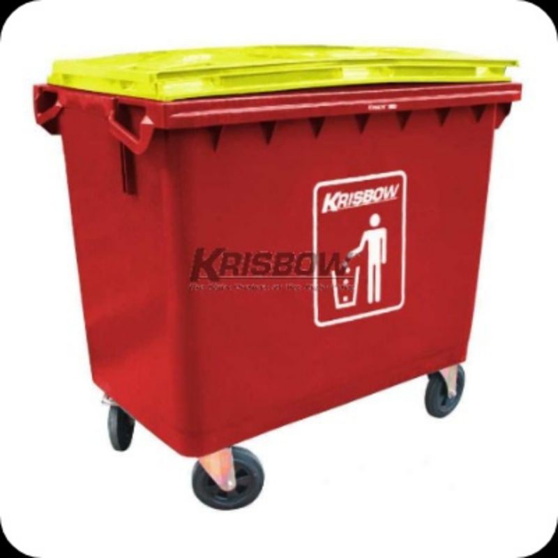 Jual Tempat Sampah Dust Bin 660L Red With Yellow Lid Krisbow 10133729 ...