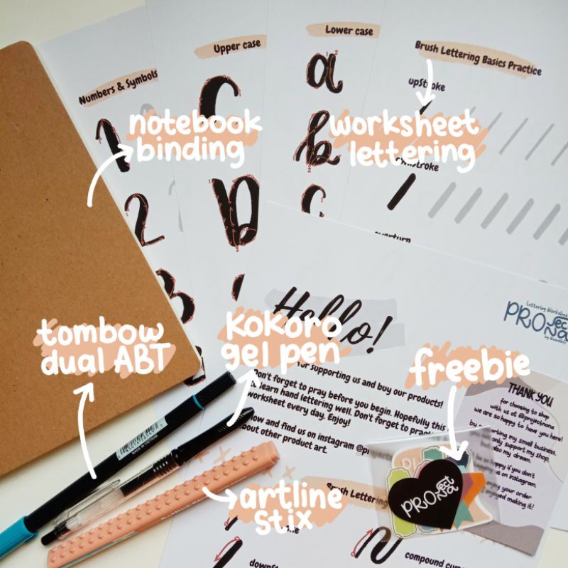 Jual DIY LETTERING KIT Worksheet Practice | Shopee Indonesia