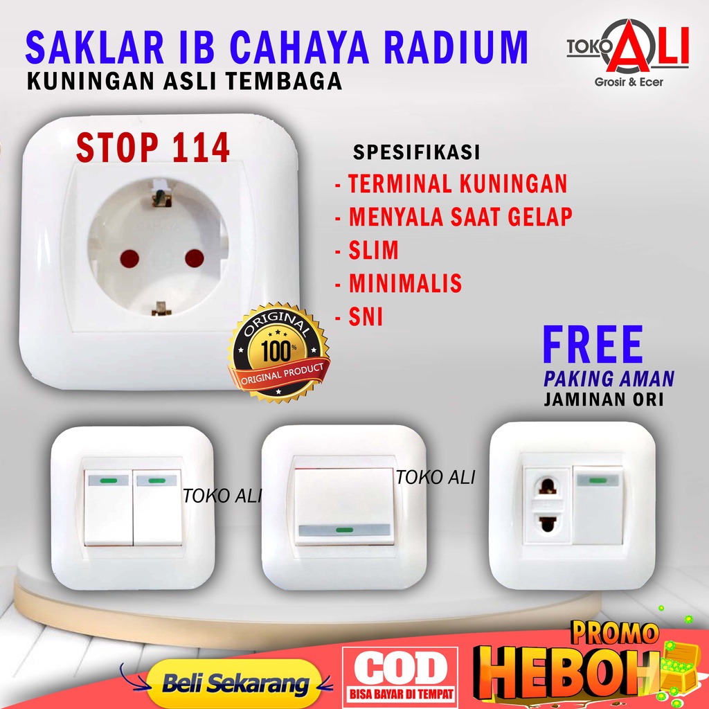 Jual CAHAYA ELEKTRICAL Saklar Lampu Rumah Modern IB inbow Radium Stop ...
