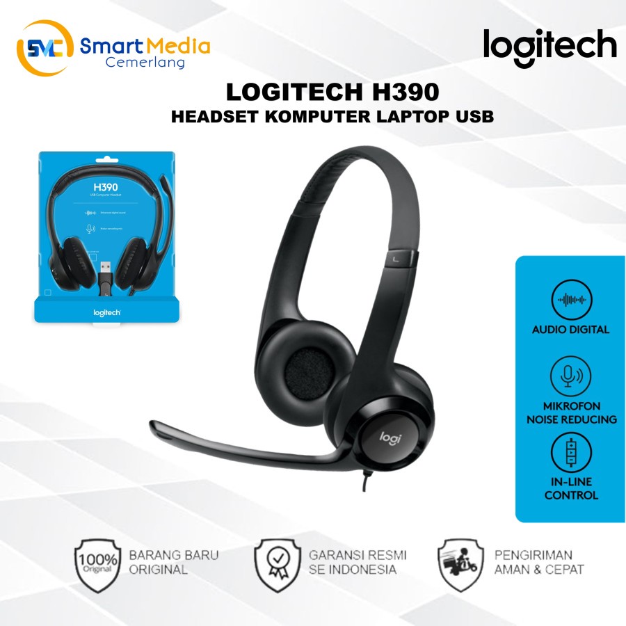 Jual Logitech H390 Headset Stereo USB Mikrofon Noise | Shopee Indonesia
