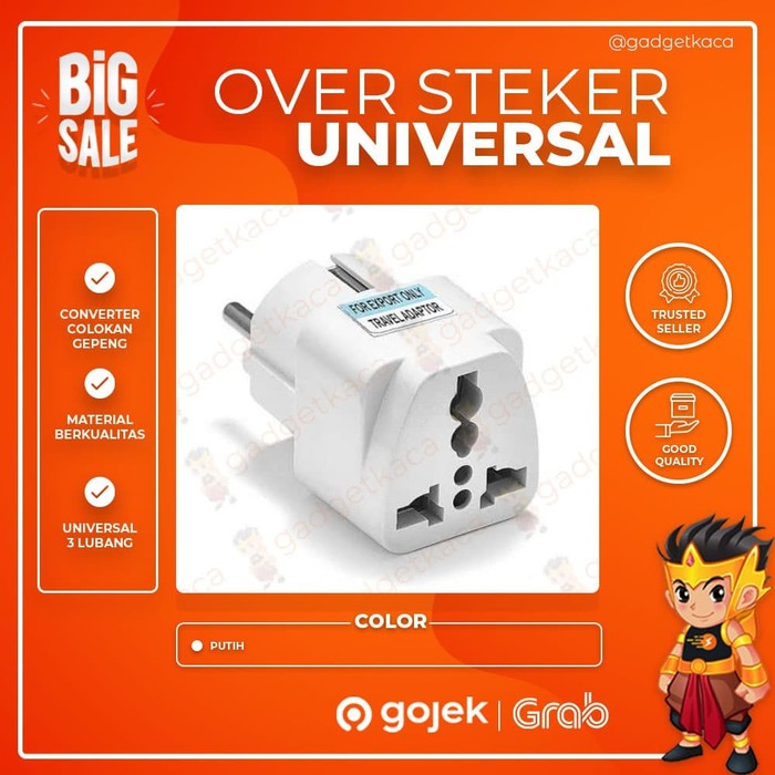 Jual Over Steker Universal Colokan Gepeng UK KR Plug Converter Adapter ...