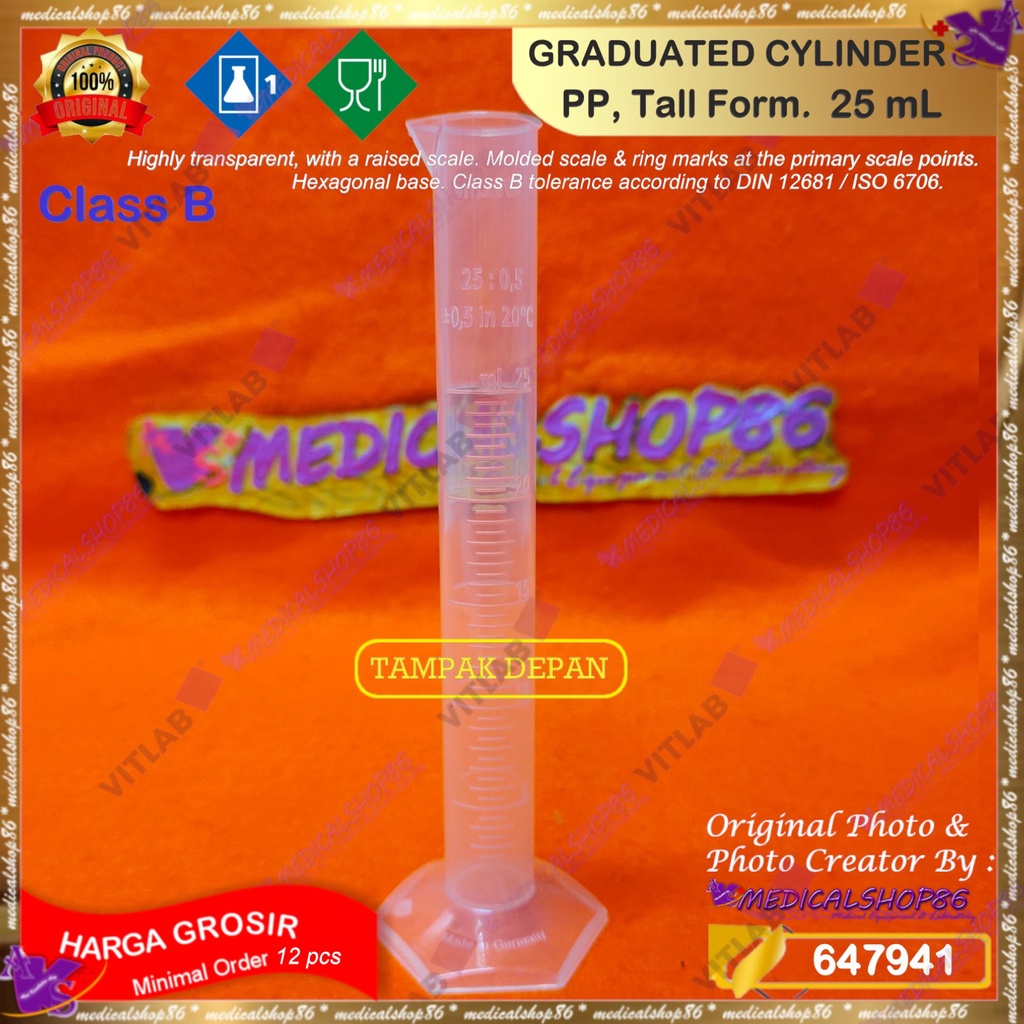 Jual GELAS UKUR PLASTIK 25ml, PP, Class B. VITLAB | 647941 | Shopee Indonesia