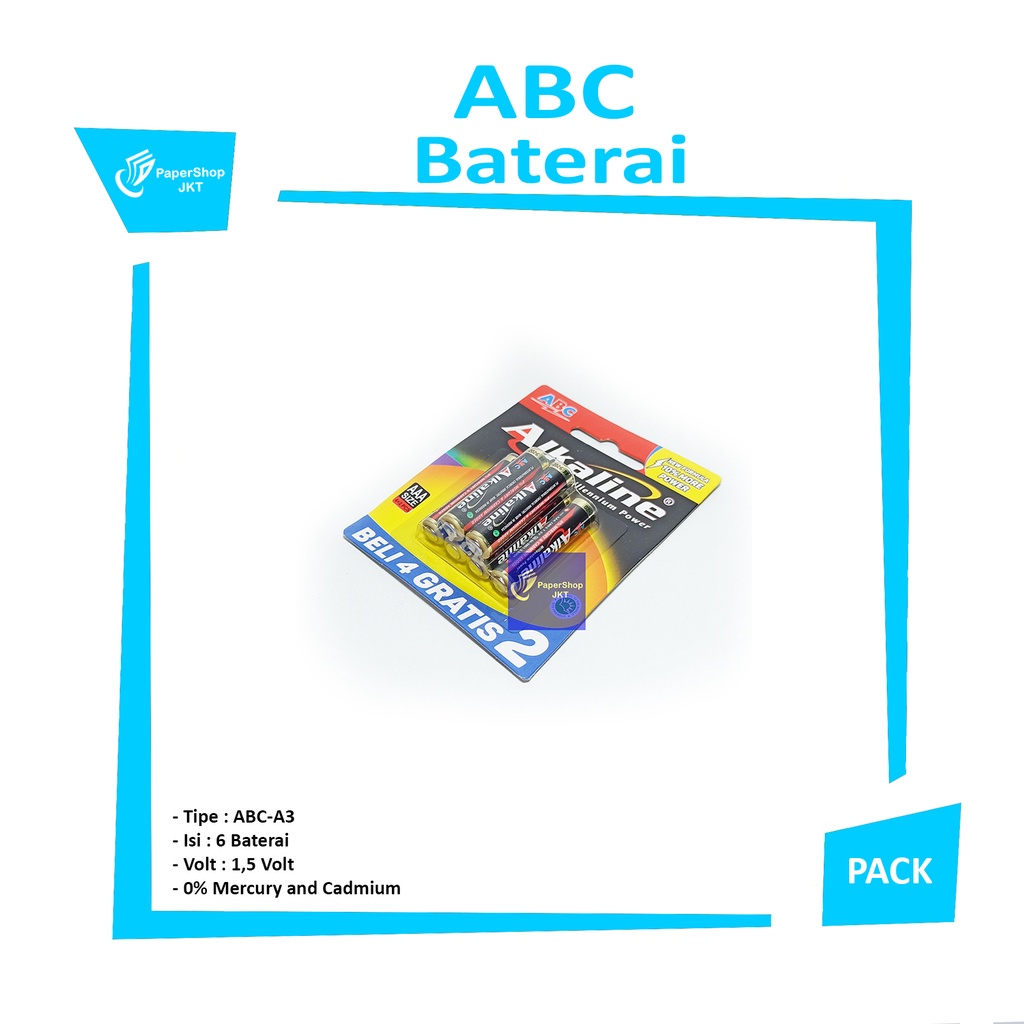 Jual ABC - Batu Baterai Alkaline Size A3 - Pack | Shopee Indonesia