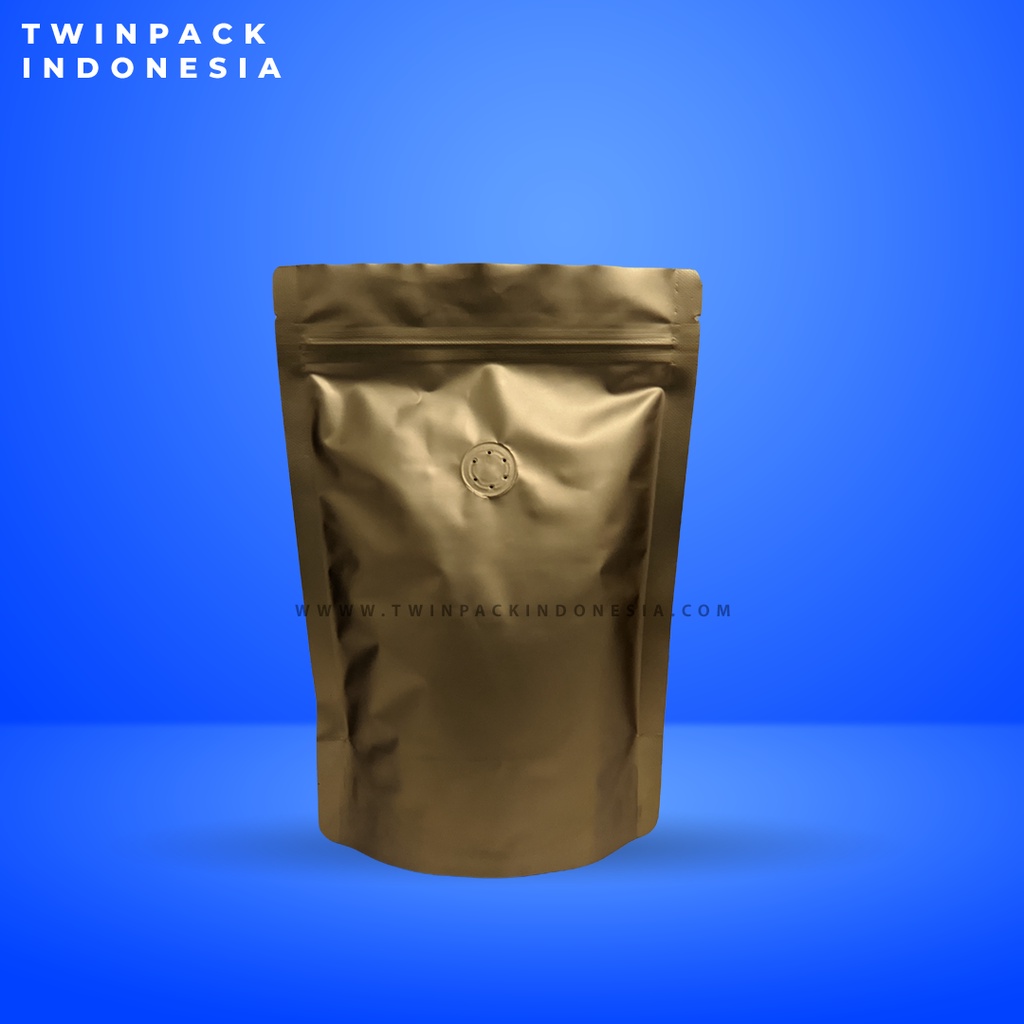 Jual Kemasan Kopi 200 - 250 Gram Emas Standing Pouch Aluminium Foil | Valve | Tintie | Packaging ...