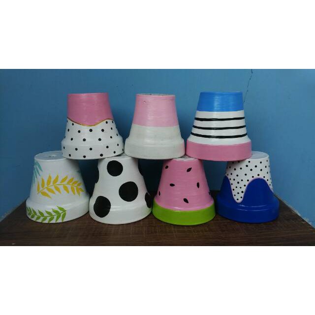 Jual POT LUKIS GERABAH TANAH LIAT KAKTUS SUKULEN CLAYPOT VAS TERACOTA ...