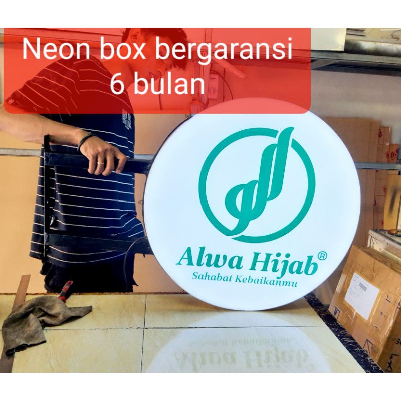 Jual neon box bulat 80cm 2 sisi breked | Shopee Indonesia