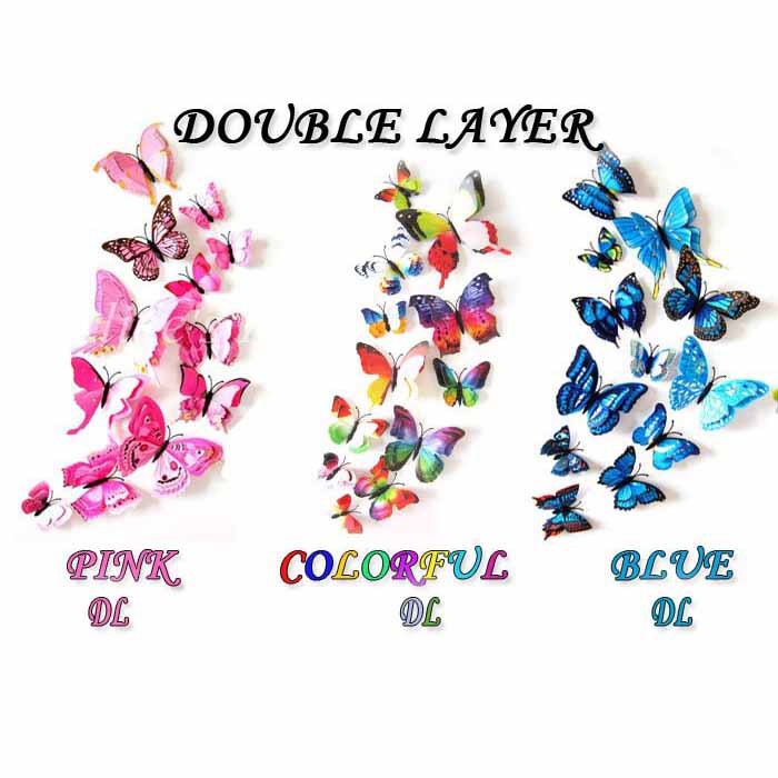 Jual METH 3D BUTTERFLY WALL STICKER STIKER PART A KUPU KUPU 3D MAGNET ...