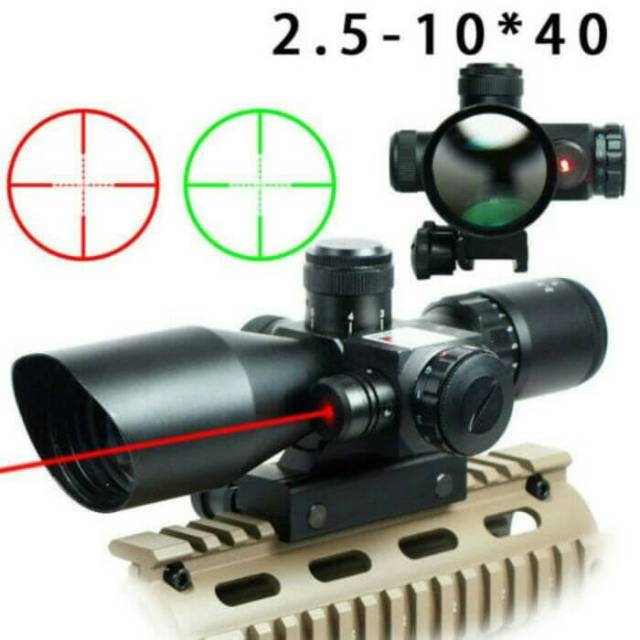 Jual Telescope M10 LS 2.5-10X40 Reticle Glass Mildot With Red Laser ...