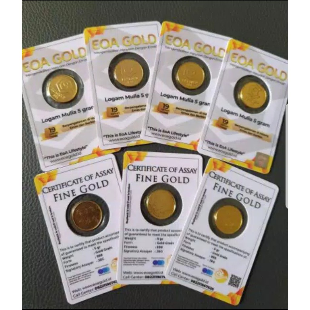 Jual Emas mini logam mulia 24 karat EOA Gold 5 gram bersertifikat ...
