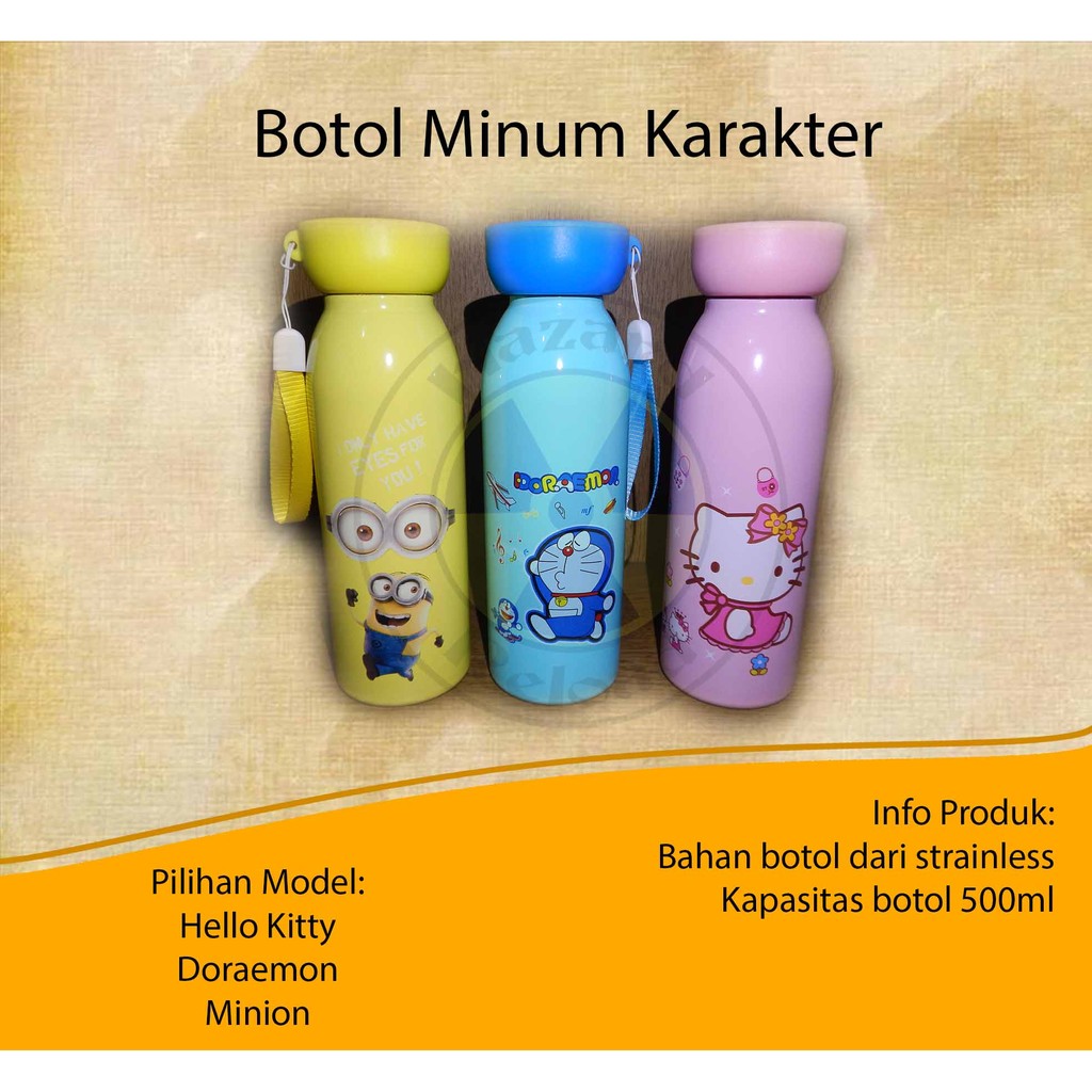 Jual Botol Minum Karakter Minion / Doraemon / Hello kitty | Shopee ...